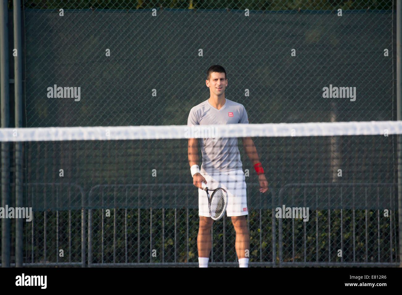 Beijing, China. 27th September, 2014. Novak Djokovic training at China ...