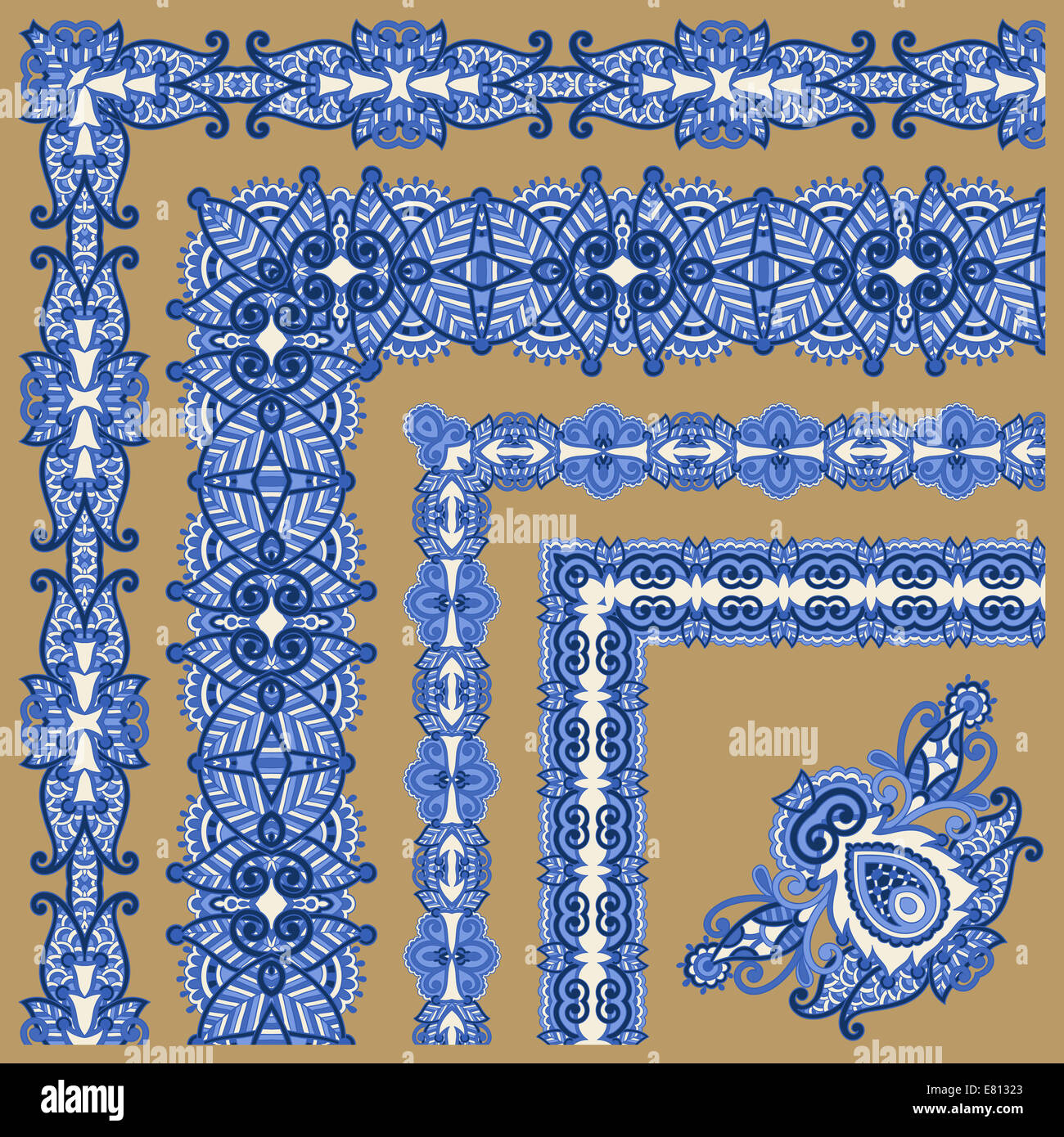 collection of ornamental floral vintage frame design. All compon Stock ...