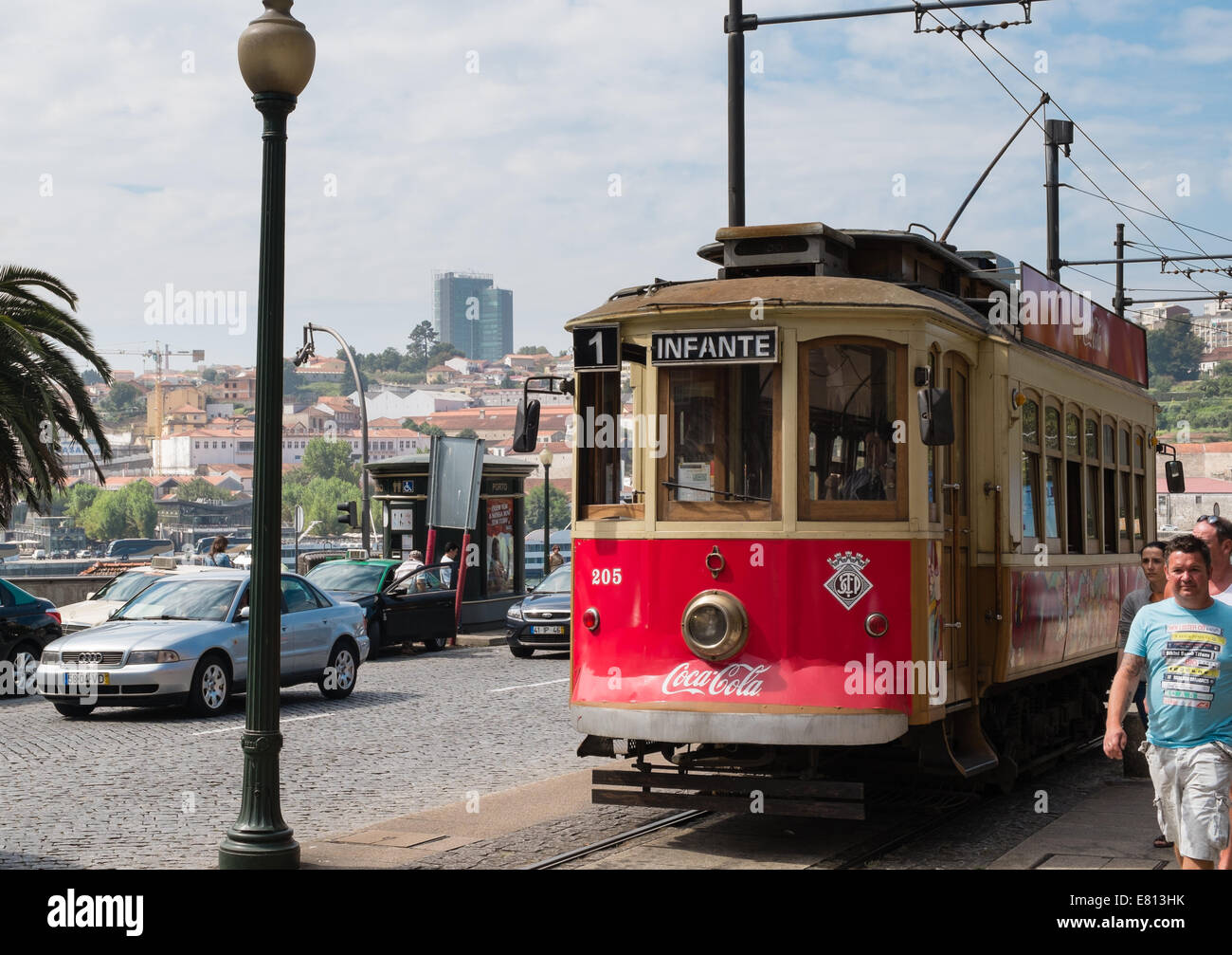 Colourful tram, Oporto, Portugal Stock Photo - Alamy