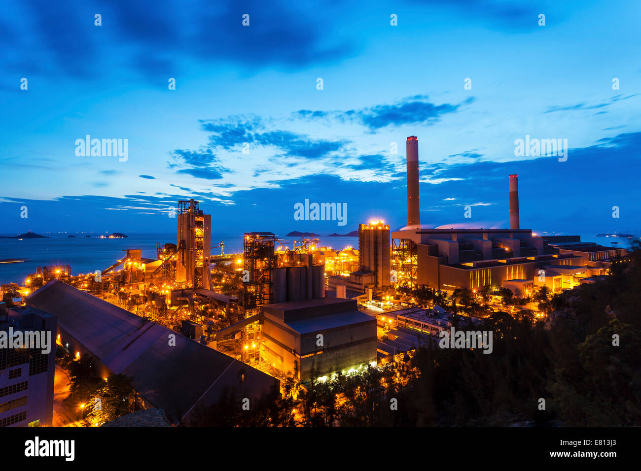 Power plant at night Stock Photo - Alamy