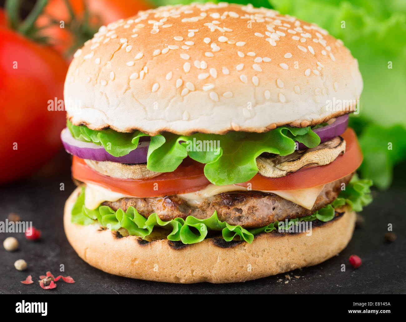 Home made burger Stock Photo - Alamy