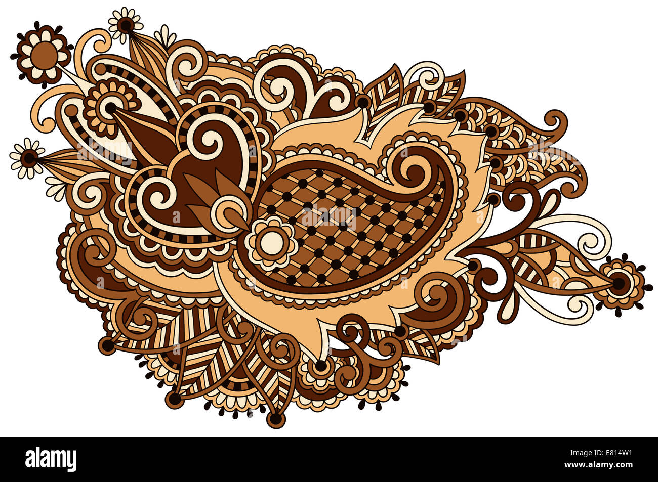 original hand draw line art ornate flower design. Ukrainian trad Stock ...