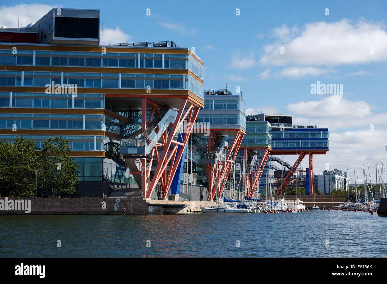 Modern Helsinki office buildings of the High Tech Centre at the ...