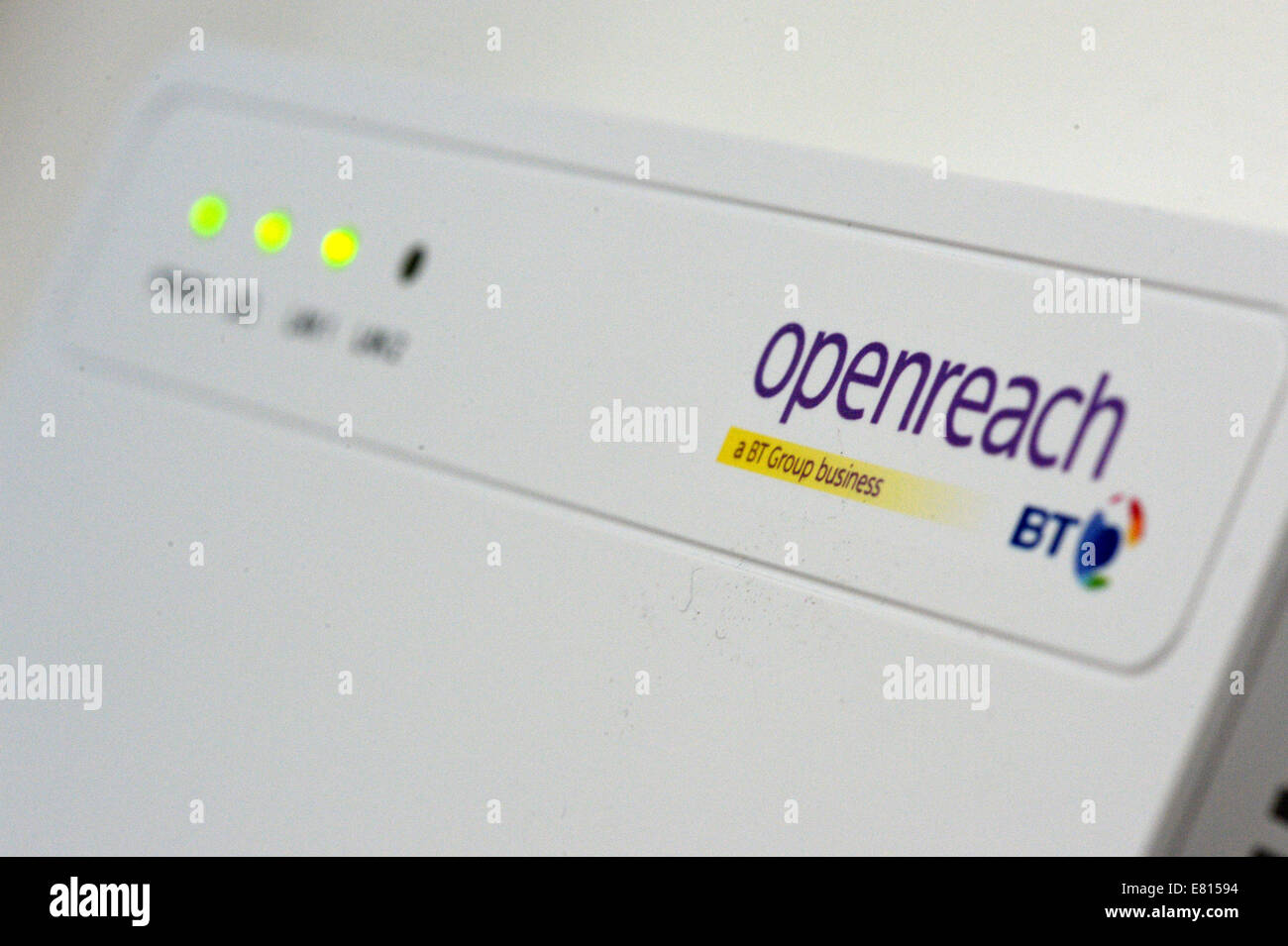 BT fibre broadband, open reach wall box, uk home Stock Photo - Alamy