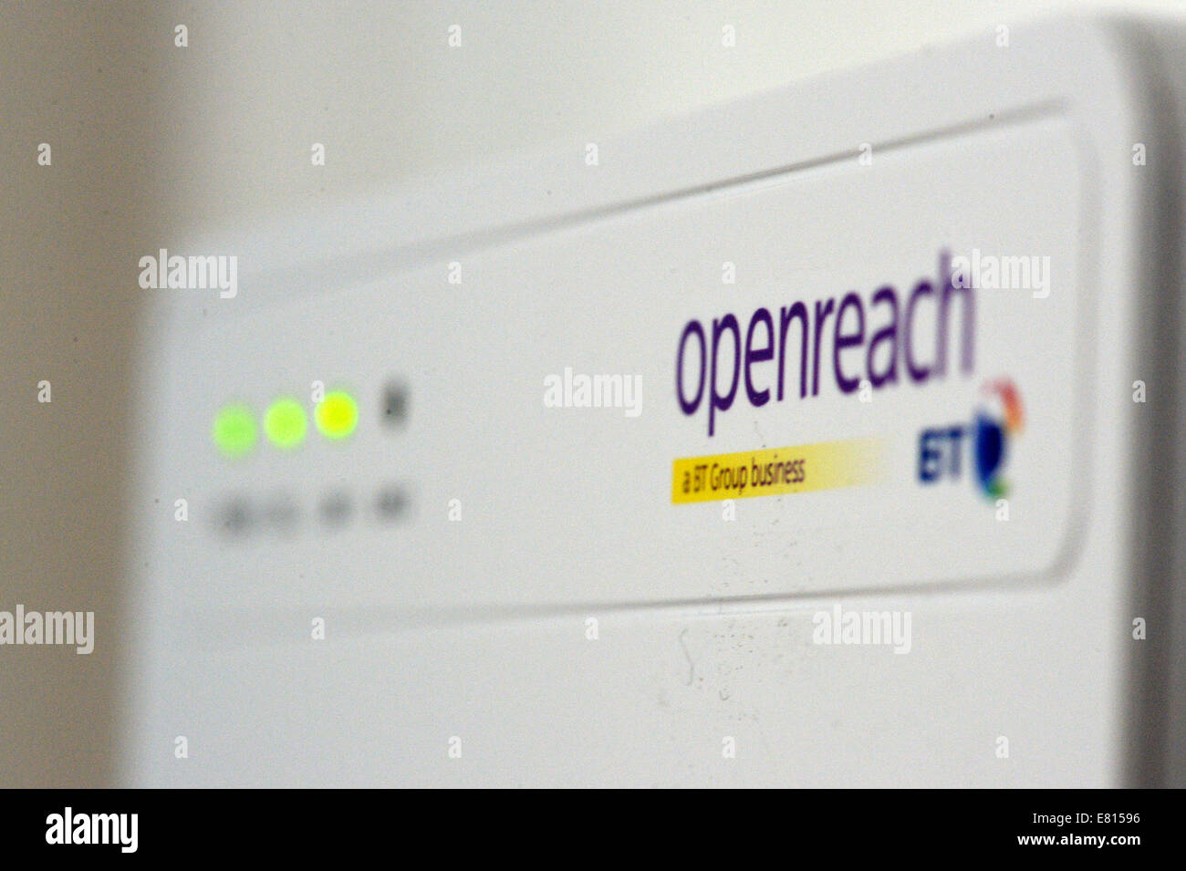 BT fibre broadband, open reach wall box, uk home Stock Photo - Alamy
