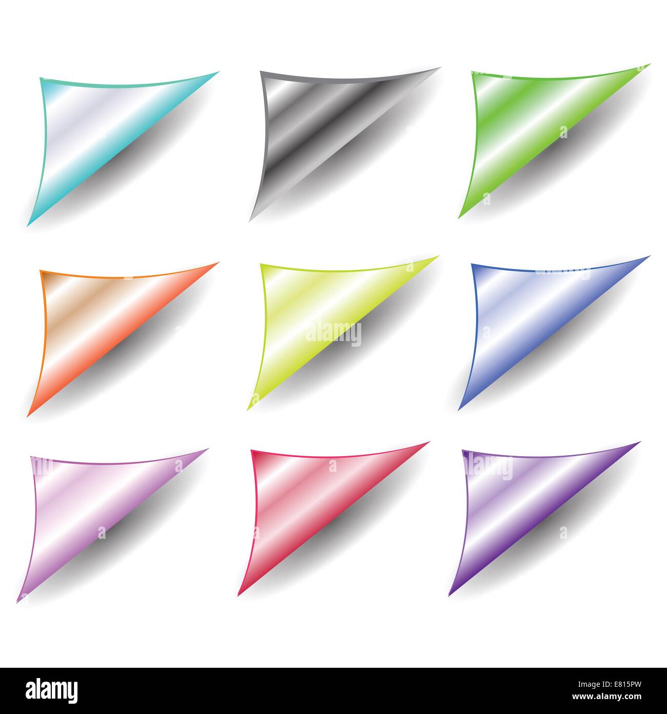 colorful illustration with set of paper corners on a white background ...