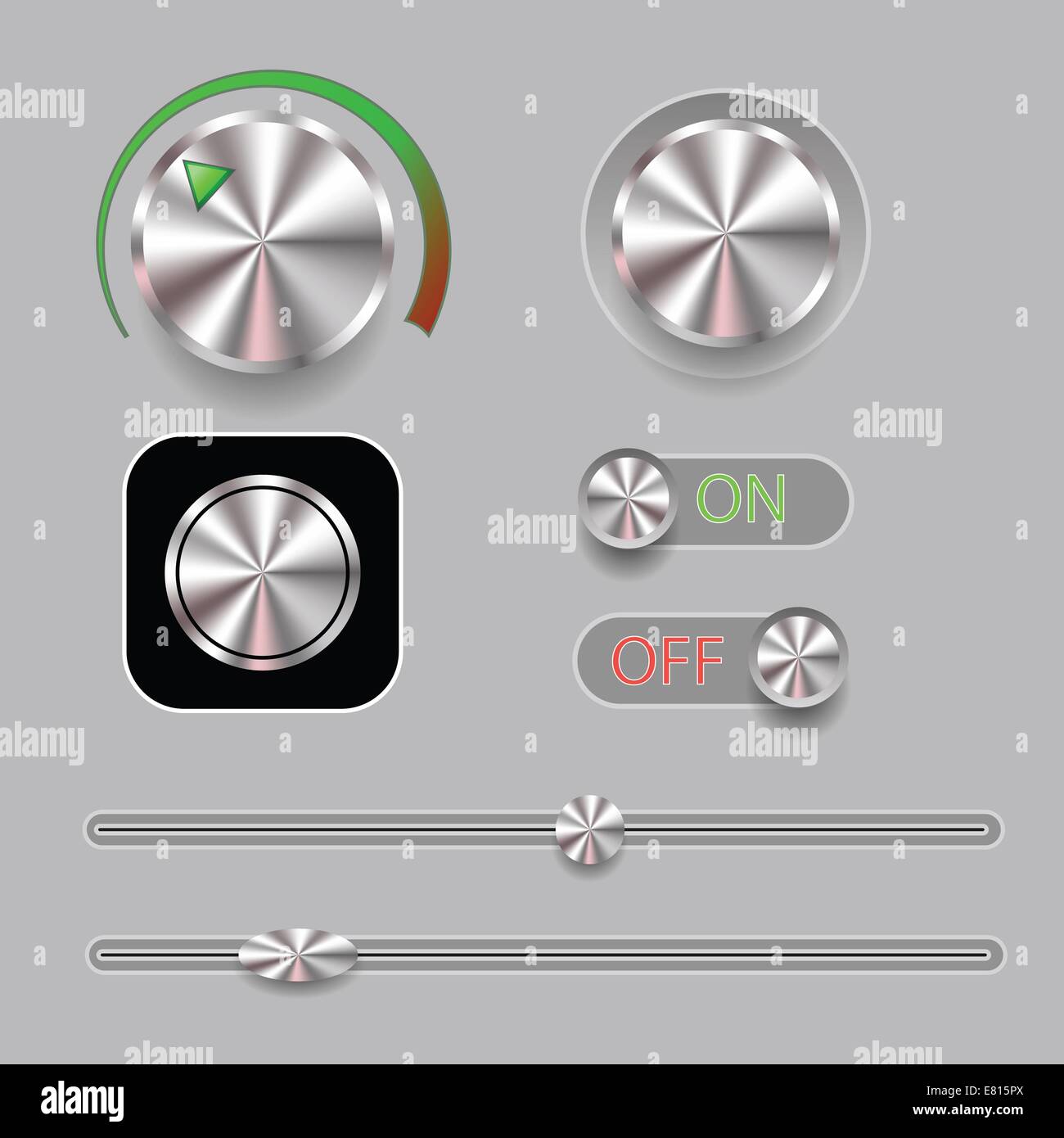 colorful illustration with set of music button icon on a gray ...