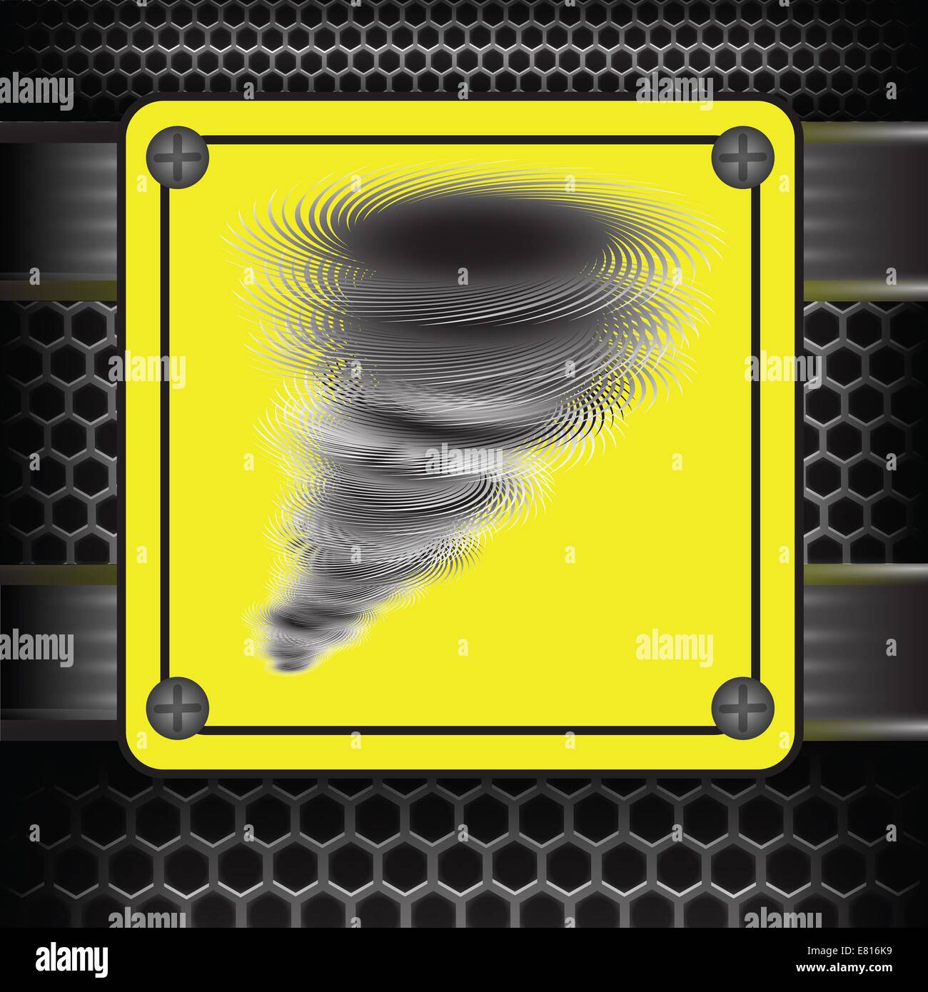 colorful illustration with Hurricane warning sign on a dark background ...