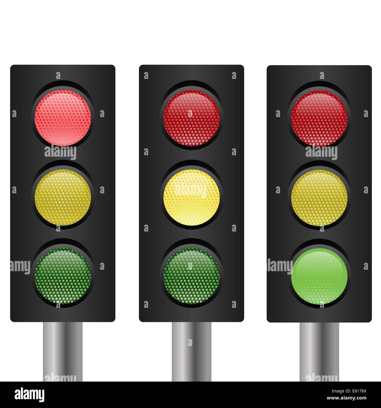 colorful illustration with set of traffic light on a white background ...