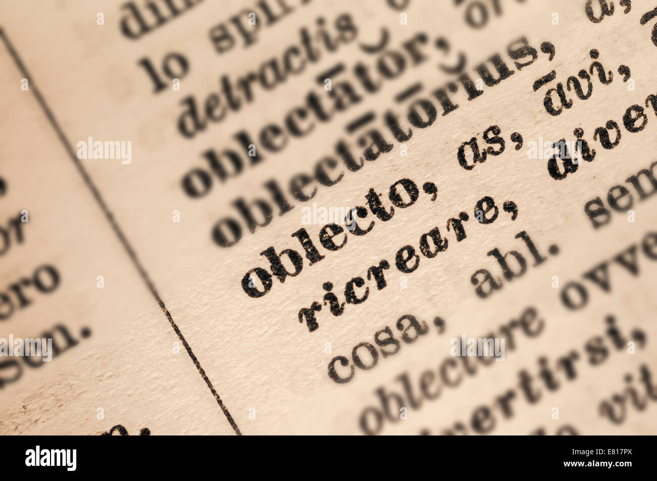 latin language words - oblecto - recreate Stock Photo - Alamy