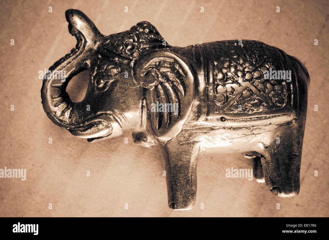 small metal cast elephant figurine close up Stock Photo - Alamy