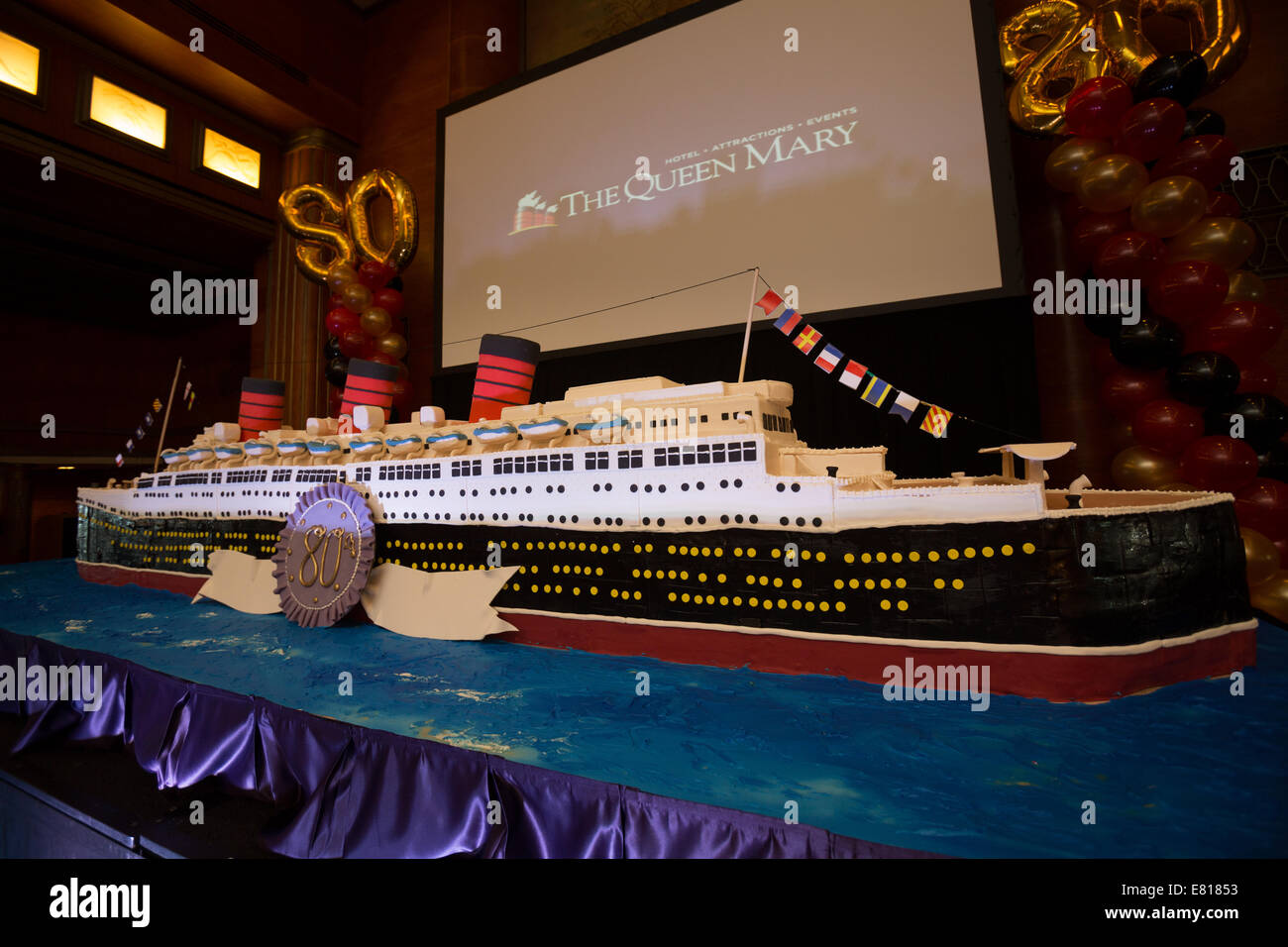Long Beach, USA. Sept 26, 2014 - The 15', 600 lb birthday cake for the ...