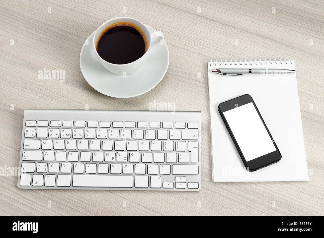 Laptop with a cup of coffee and a notepad hi-res stock photography and ...