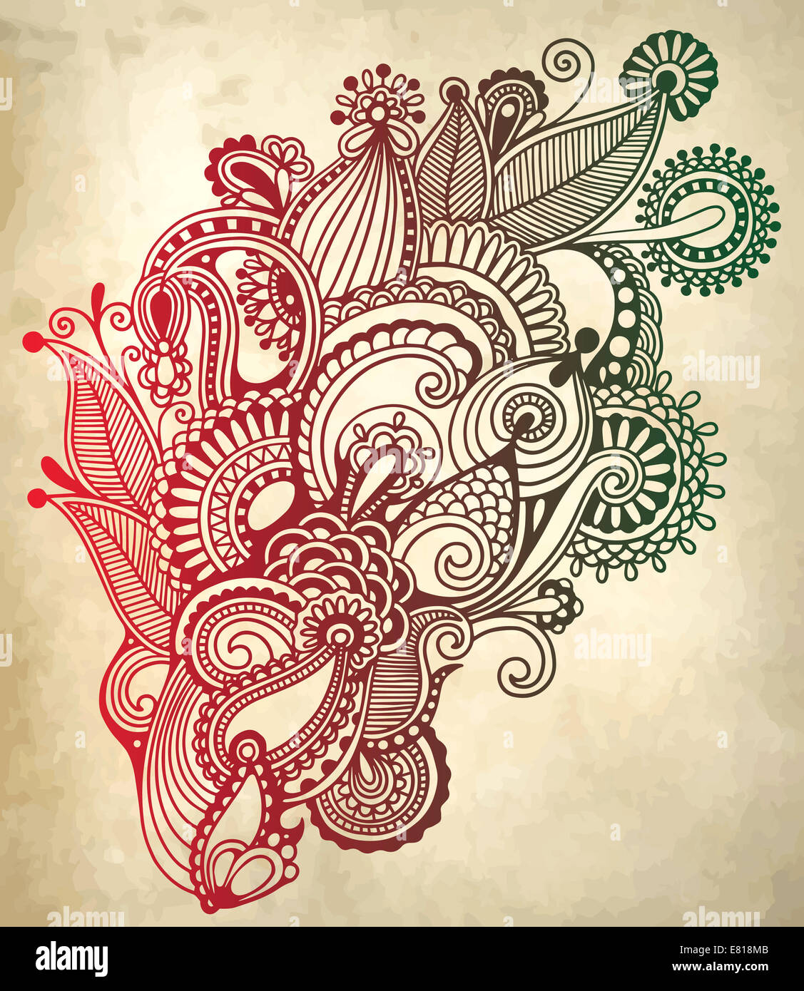 Hand draw line art ornate flower design Stock Photo - Alamy