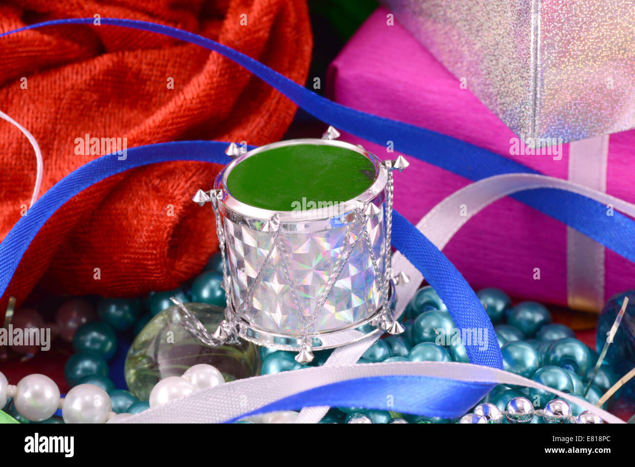 Christmas decorations border, new year invitation card Stock Photo - Alamy