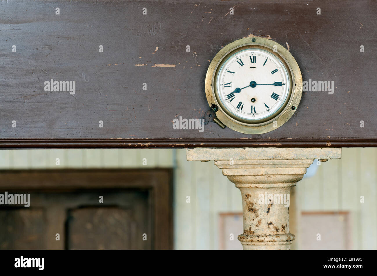 Old bulkhead clock in a church Stock Photo - Alamy