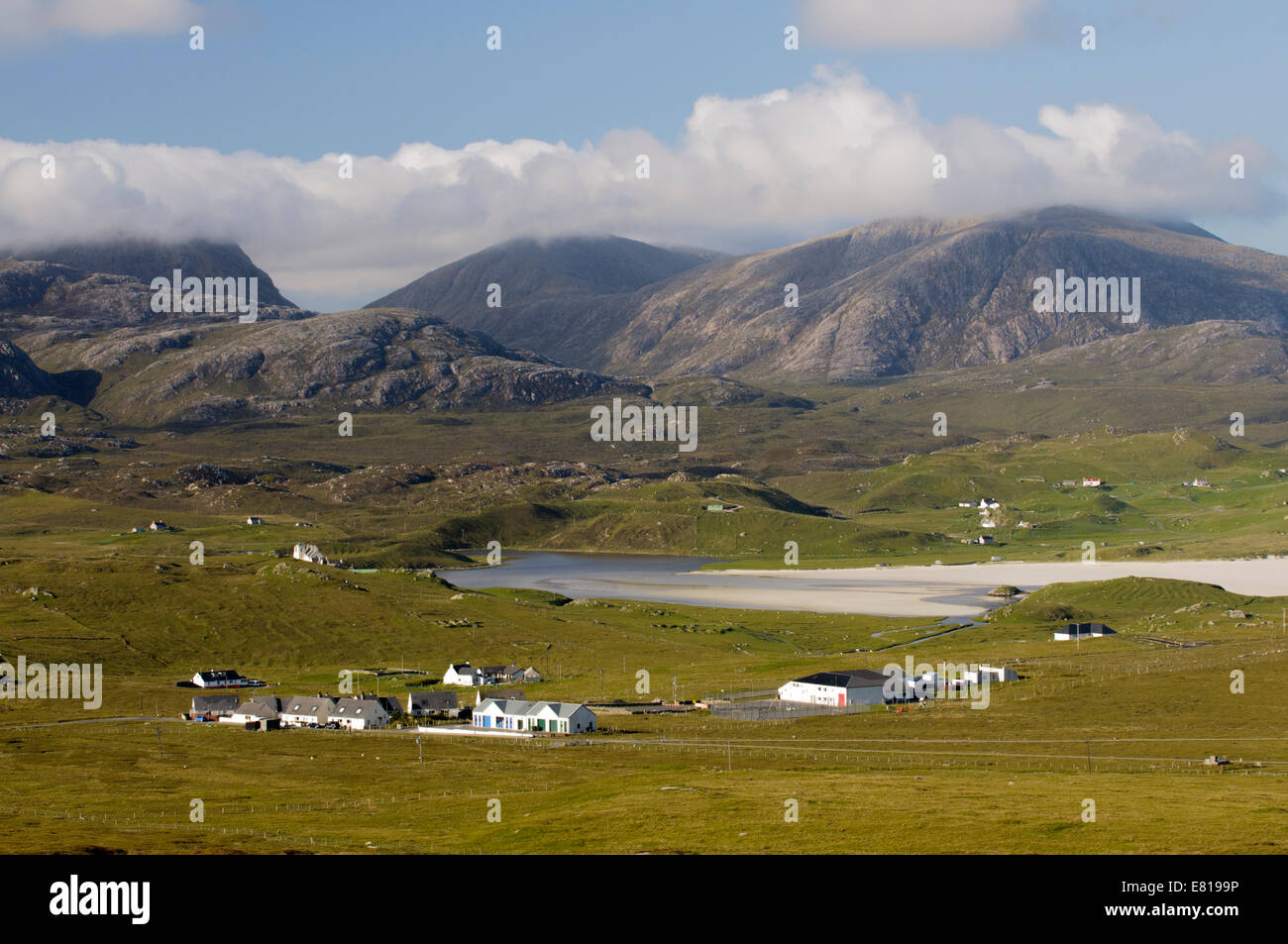 Scenic view across Uig Bay and beach on the Isle of lewis in the ...