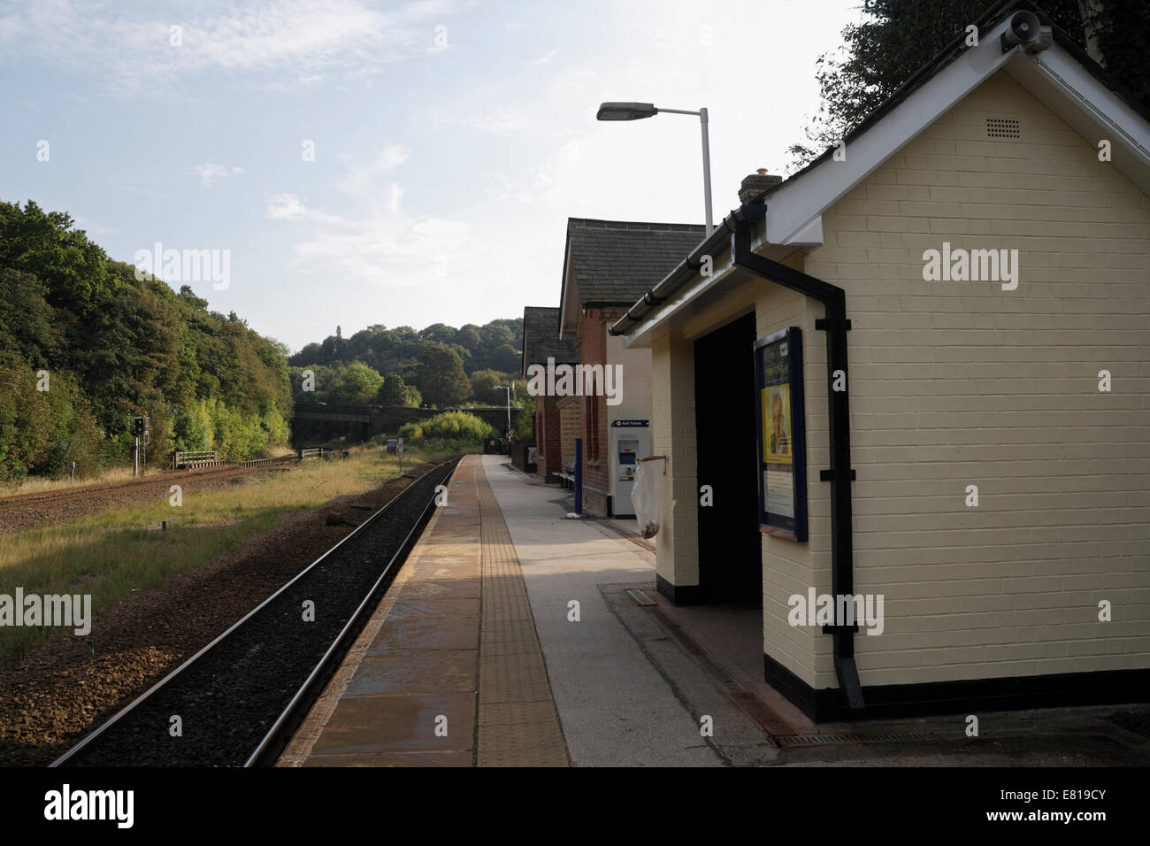 Dore and Totley railway station platform and tracks in Sheffield ...
