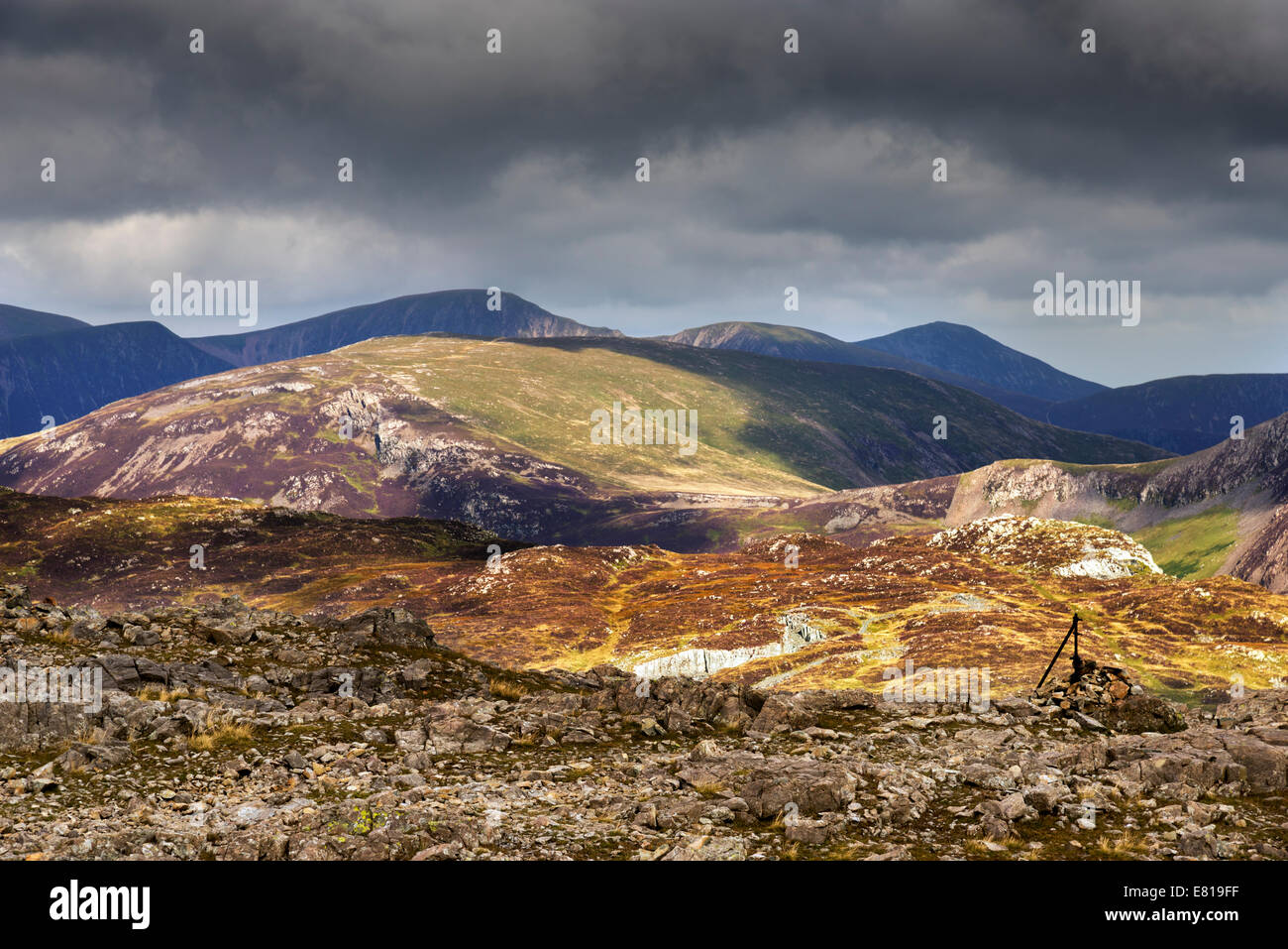 Brandreth fell summit view Lake District Cumbria North West England UK ...