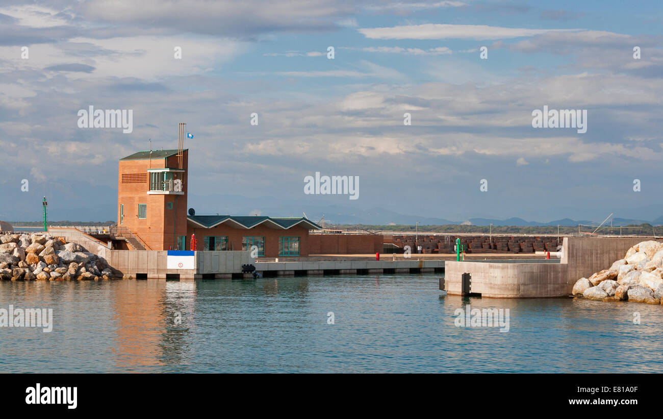 Marina di Pisa sunset view of the port waterfront. Tuscany, Italy Stock ...