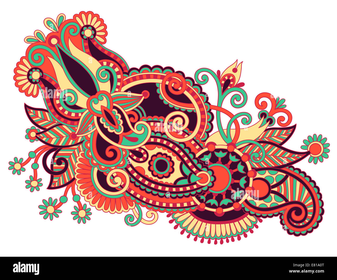 original hand draw line art ornate flower design Stock Photo - Alamy
