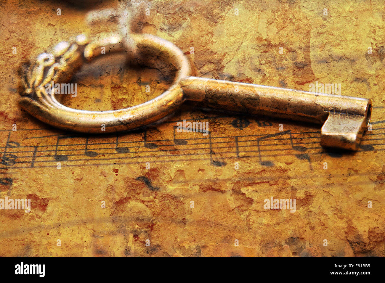 Music sheet and old key Stock Photo - Alamy