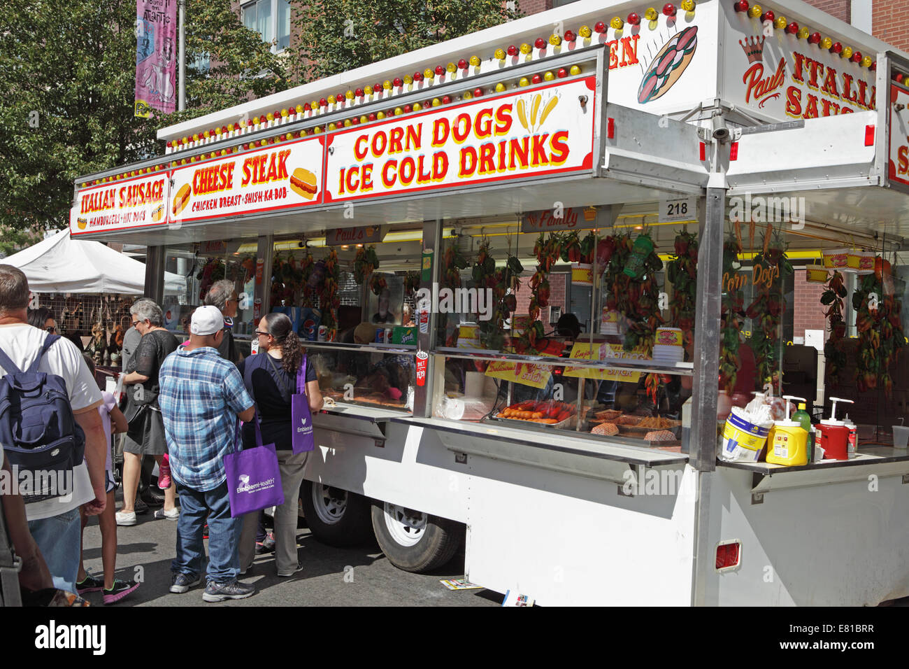 View of Italian food vendor on Atlantic Antic Street Fair in Brooklyn ...