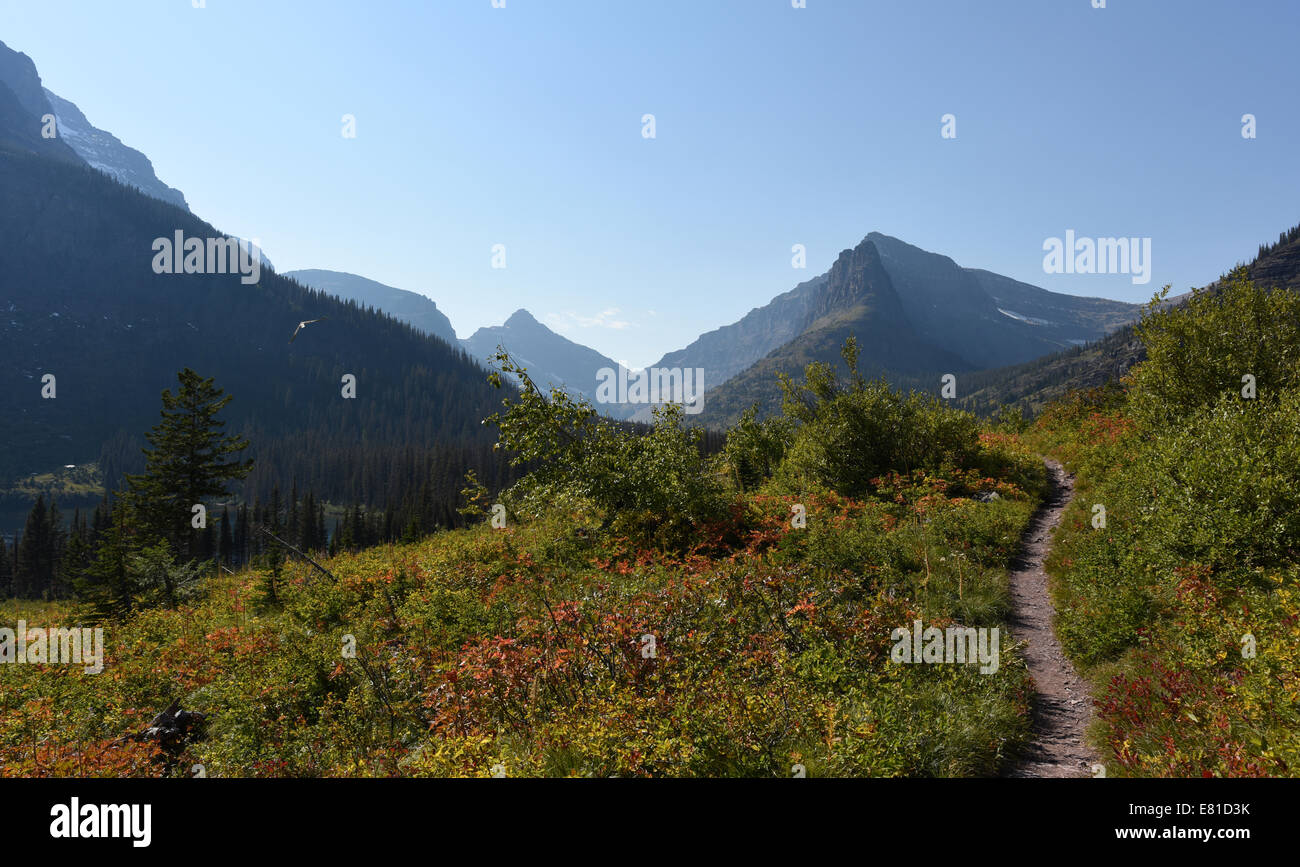 Trail on the north side of Two Medicine Lake in Glacier National Park ...
