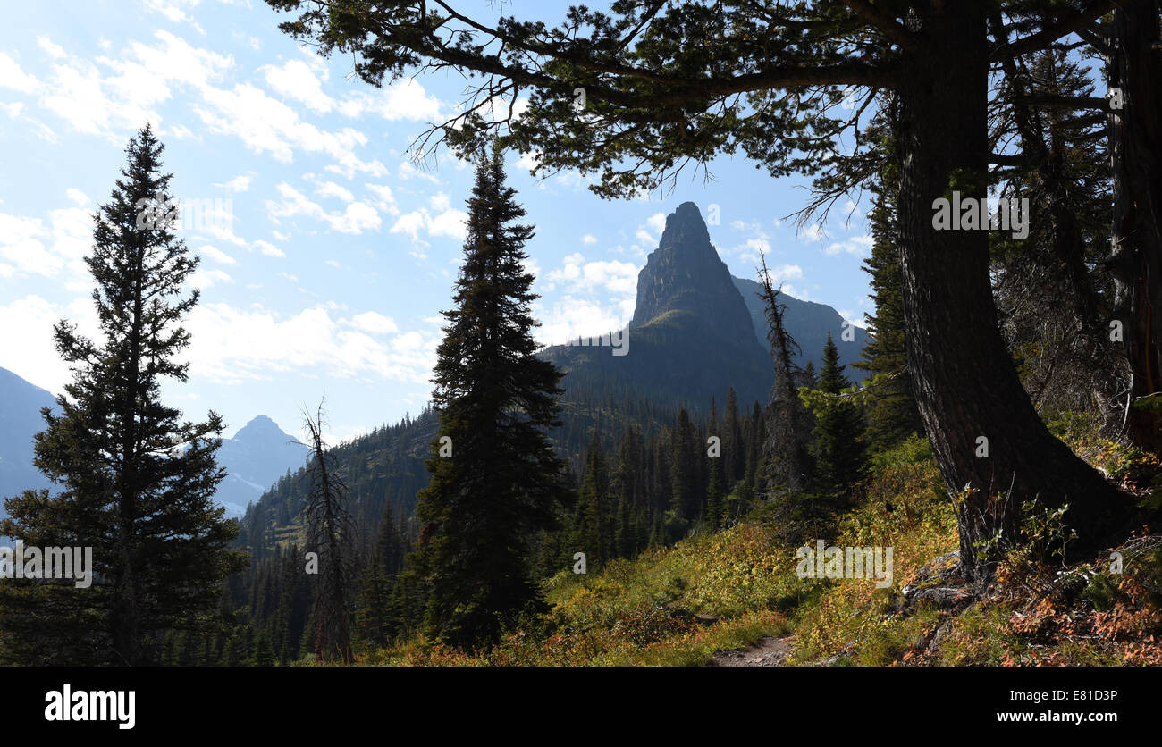 Pumpelly Pillar from the trail in Glacier National Park, Montana Stock ...