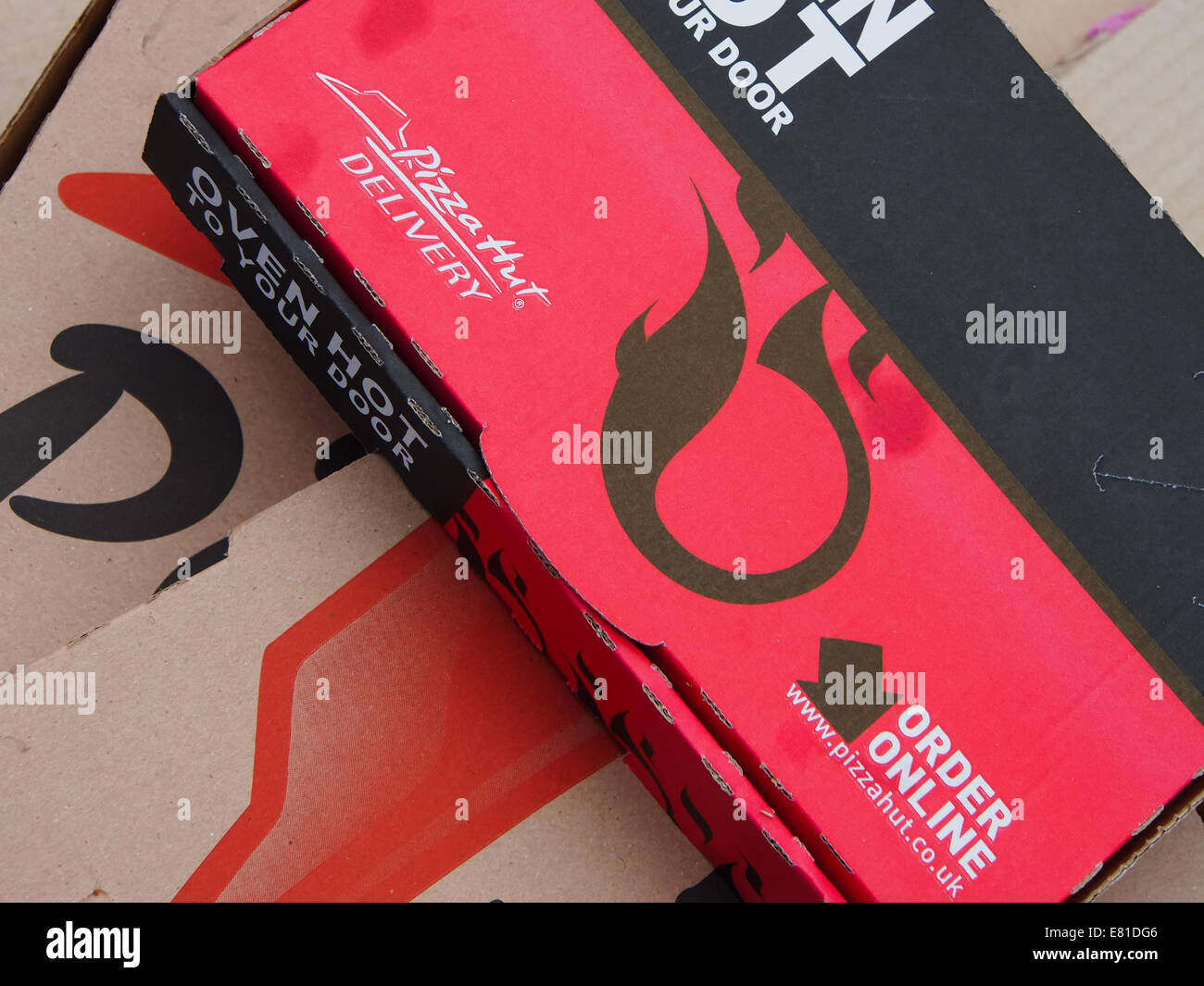 Close up of Pizza Hut takeaway boxes Stock Photo - Alamy
