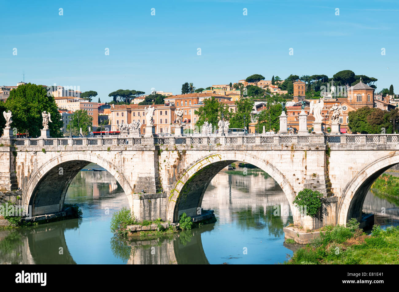 St. Angelo Bridge ( Ponte Sant Angelo) and the Trastevere district in ...
