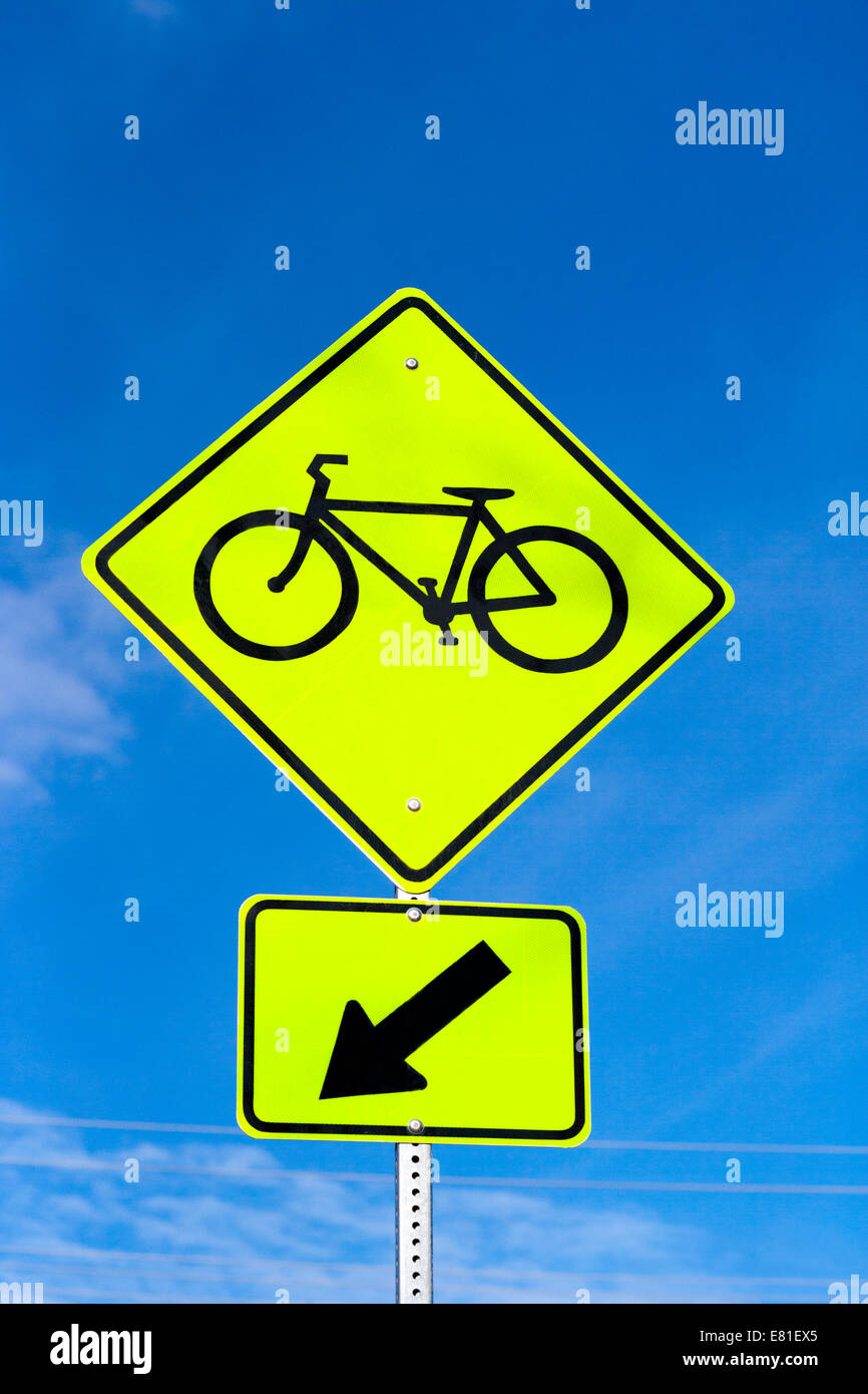 Bicycle trail crossing warning hi-res stock photography and images - Alamy