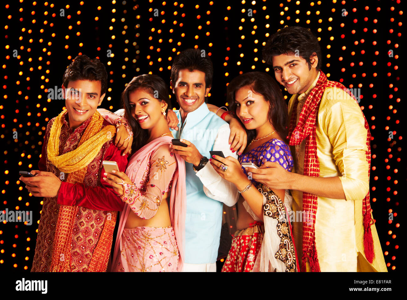 indian friends diwali Festival Chatting phone Stock Photo - Alamy