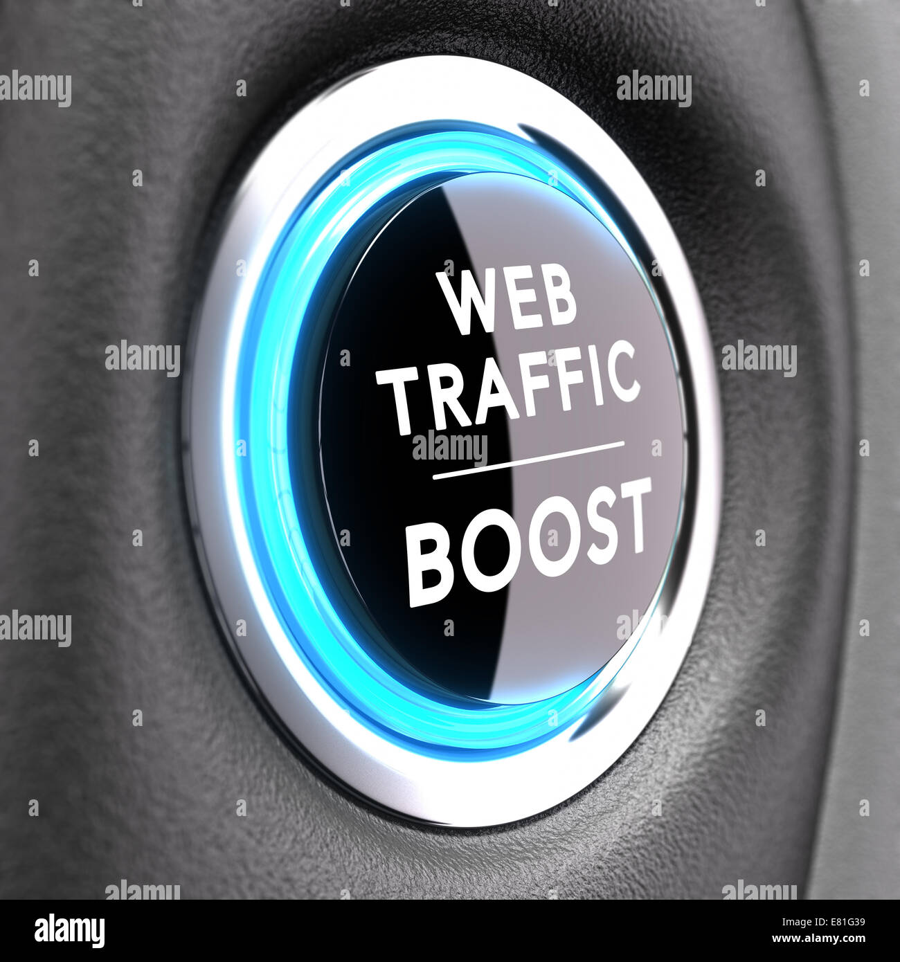 Black button with white text. Concept image to illustrate web traffic ...