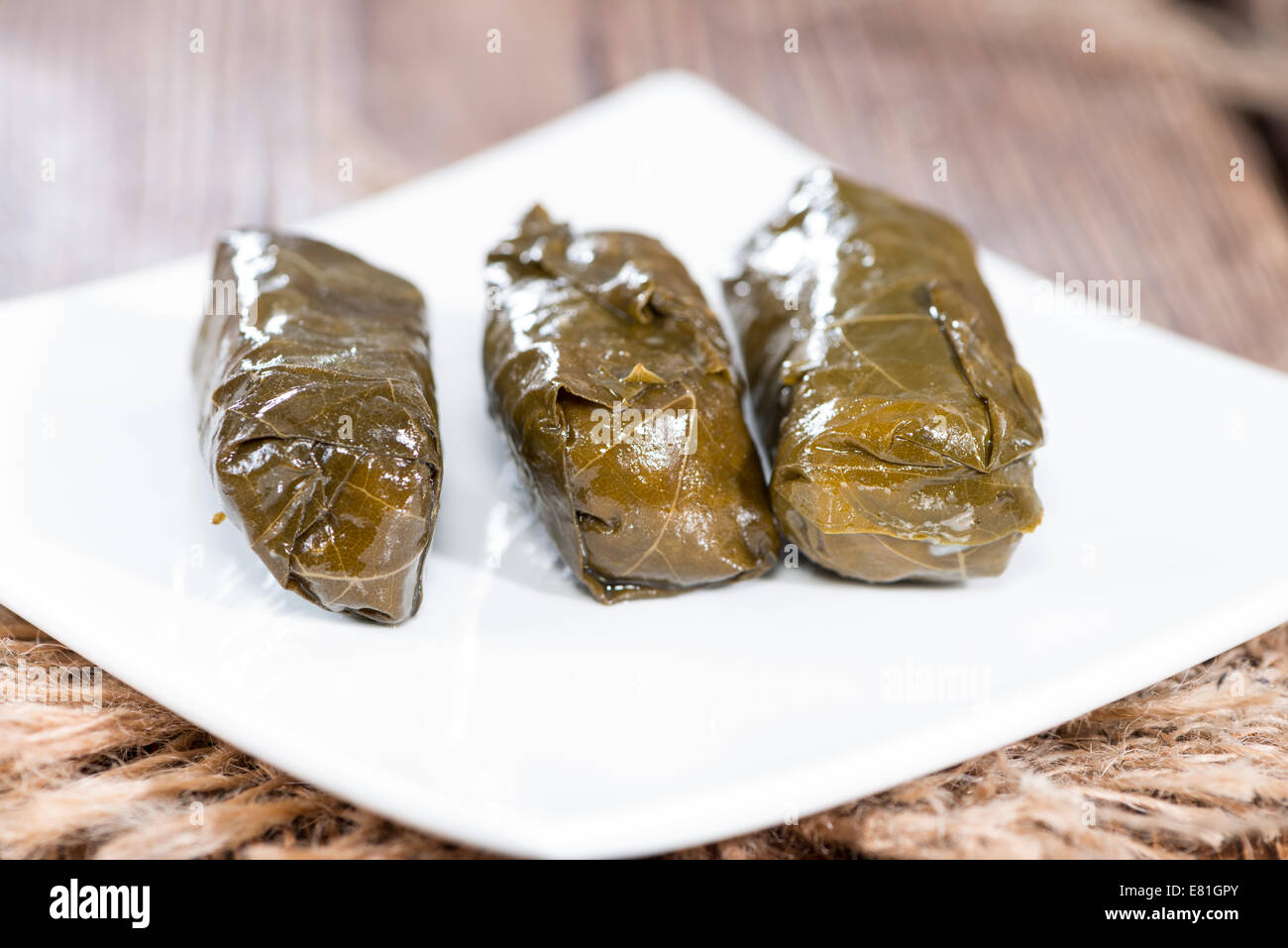 Fresh homemade Dolmades as detailed studio close-up shot Stock Photo ...