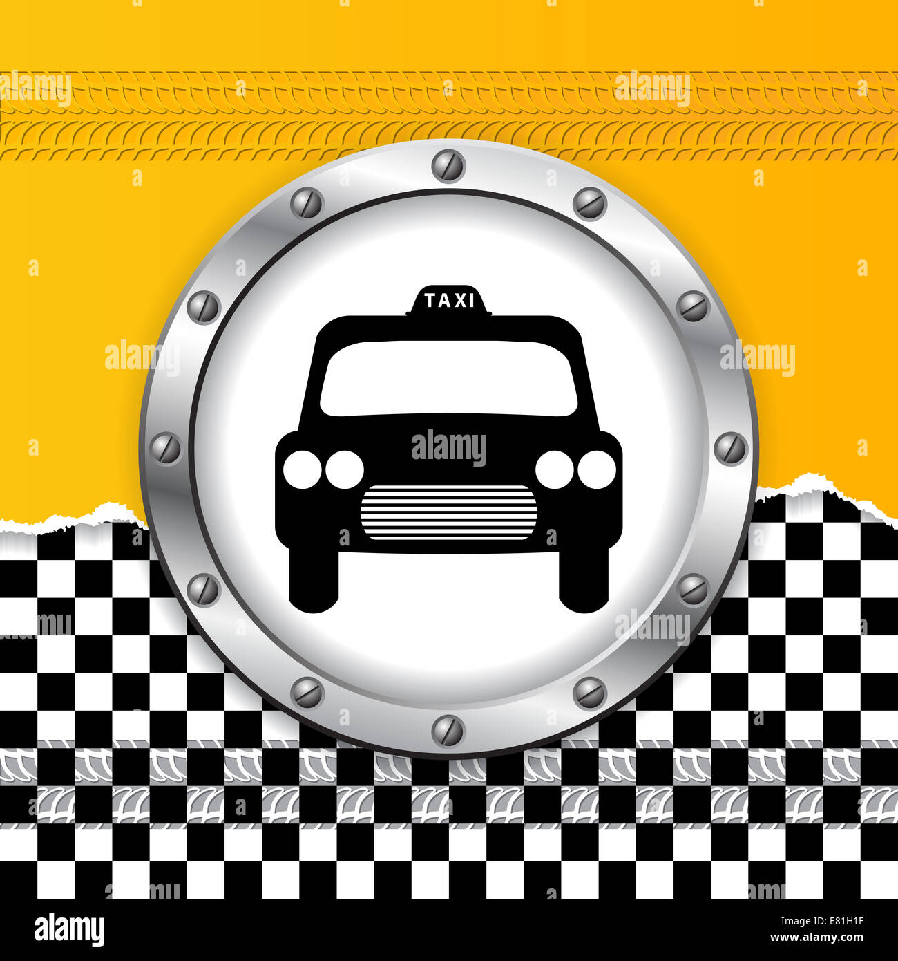 Abstract taxi background with ripped paper and metallic icon Stock ...