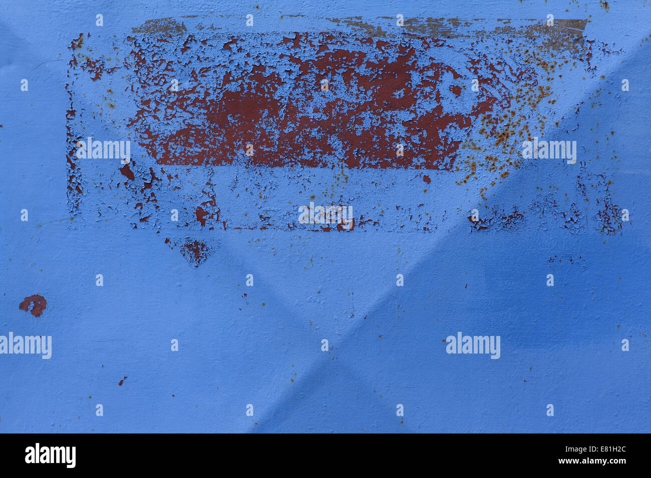 Old metal plate painted blue with rust Stock Photo - Alamy