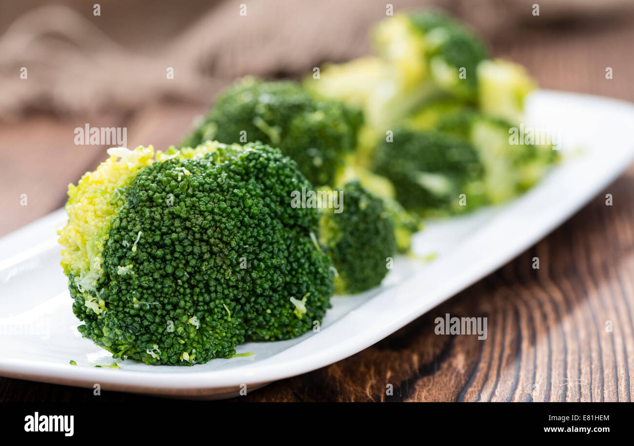 Portion of Cooked Broccoli (detailed close-up shot Stock Photo - Alamy