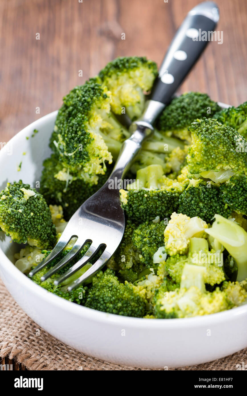 Portion of Cooked Broccoli (detailed close-up shot Stock Photo - Alamy