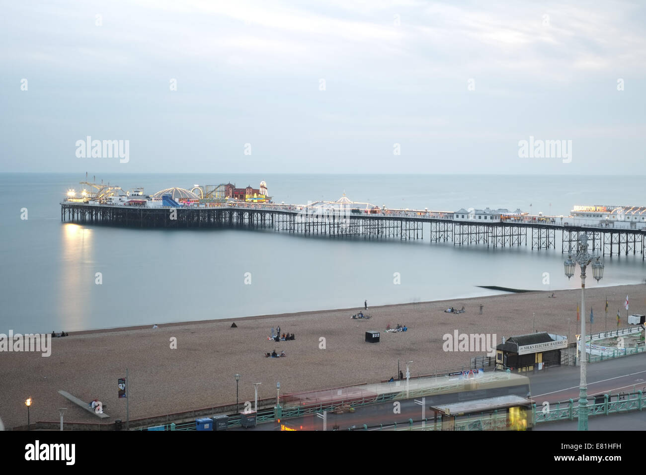 Brighton Pier and Beach at Night Stock Photo - Alamy