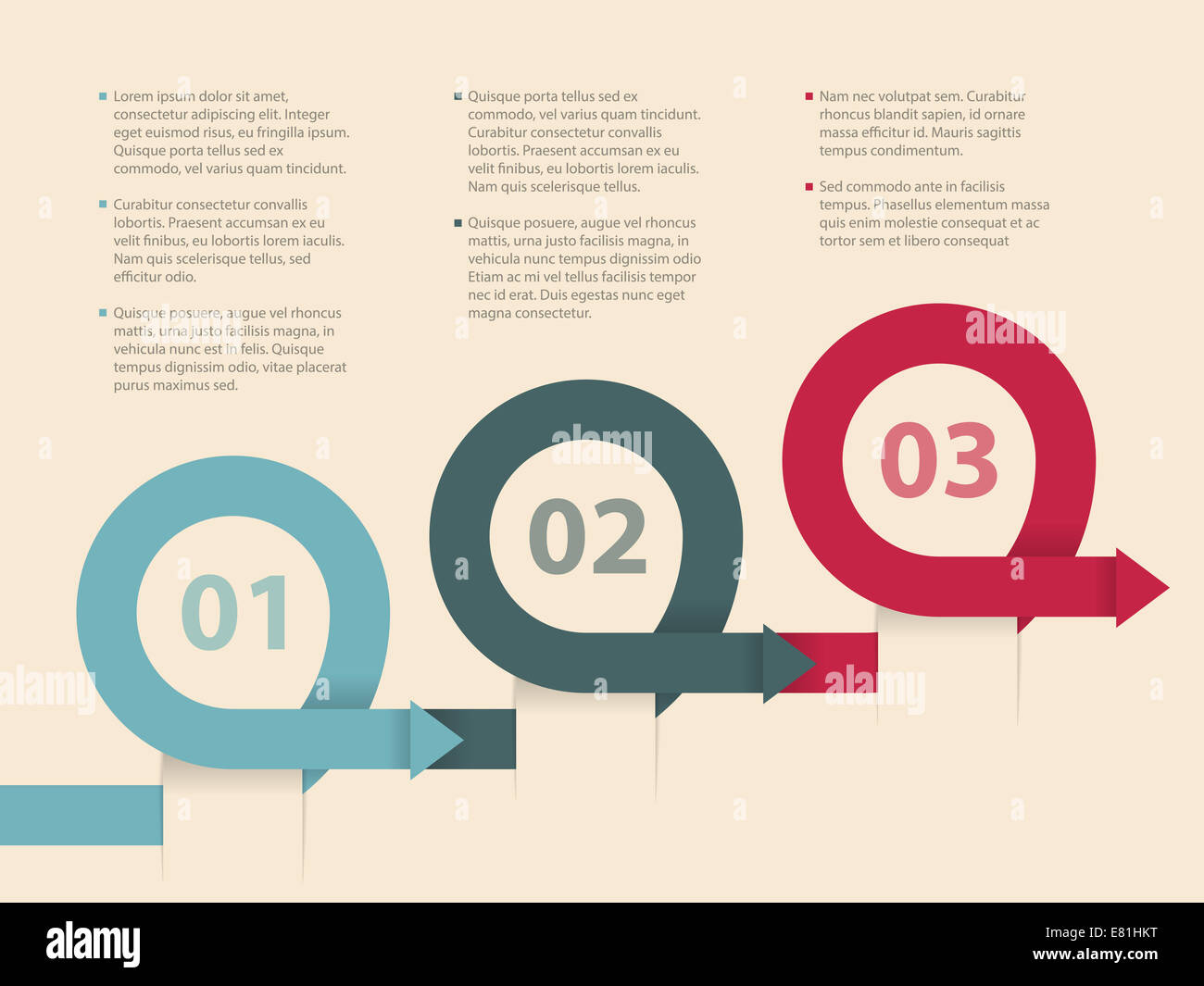 Curling arrows infographic design with options and descriptions Stock ...