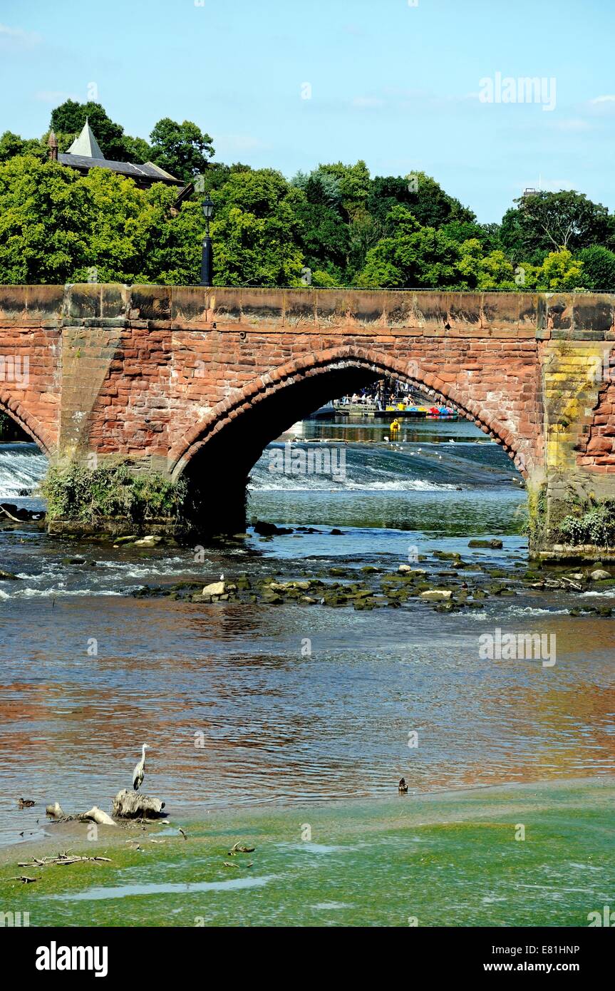 View of Old Dee Bridge along the River Dee, Chester, Cheshire, England ...