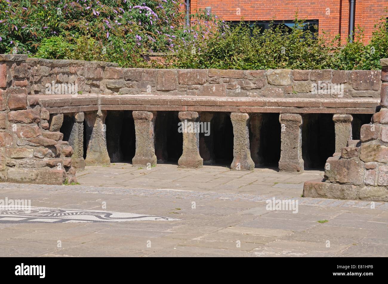 Ruins of the Roman baths in the Roman Gardens, Chester, Cheshire ...