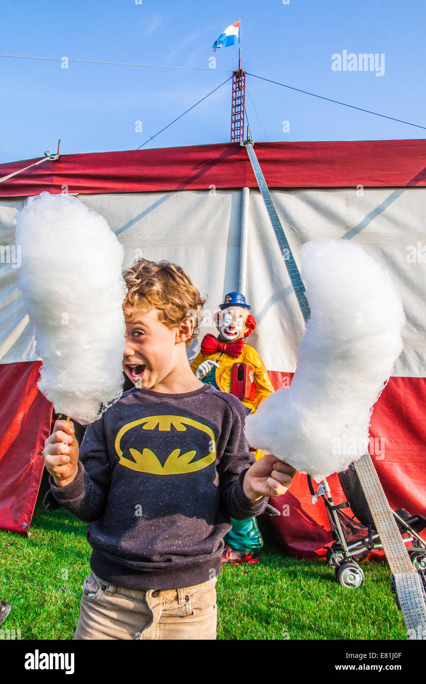 Boy holding candy floss Circus Ginnett a traditional family touring ...