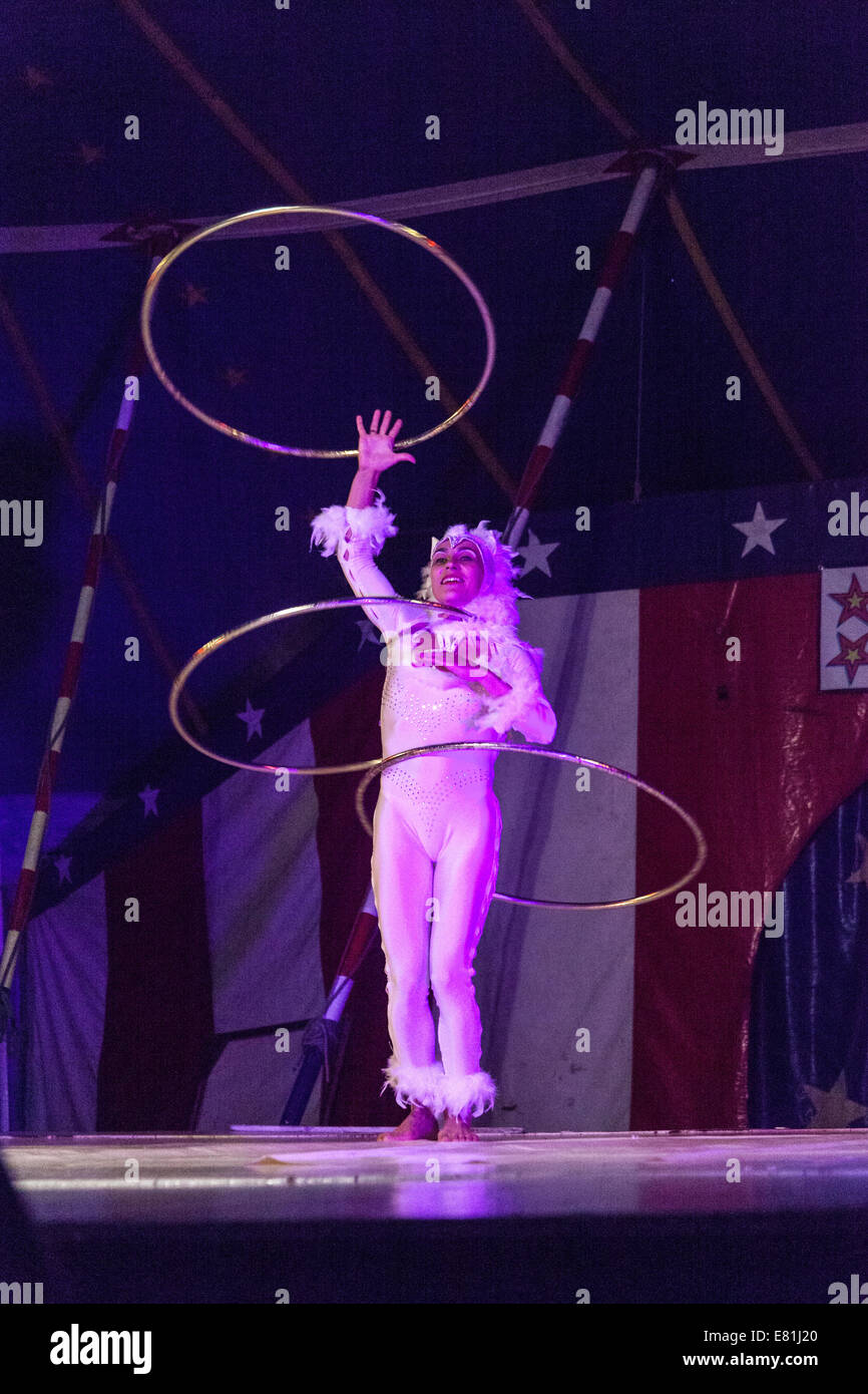 Hula hoops show at Circus Ginnett a traditional family touring circus ...