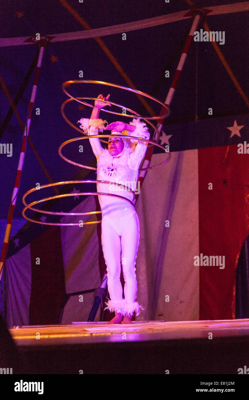 Hula hoops show at Circus Ginnett a traditional family touring circus ...