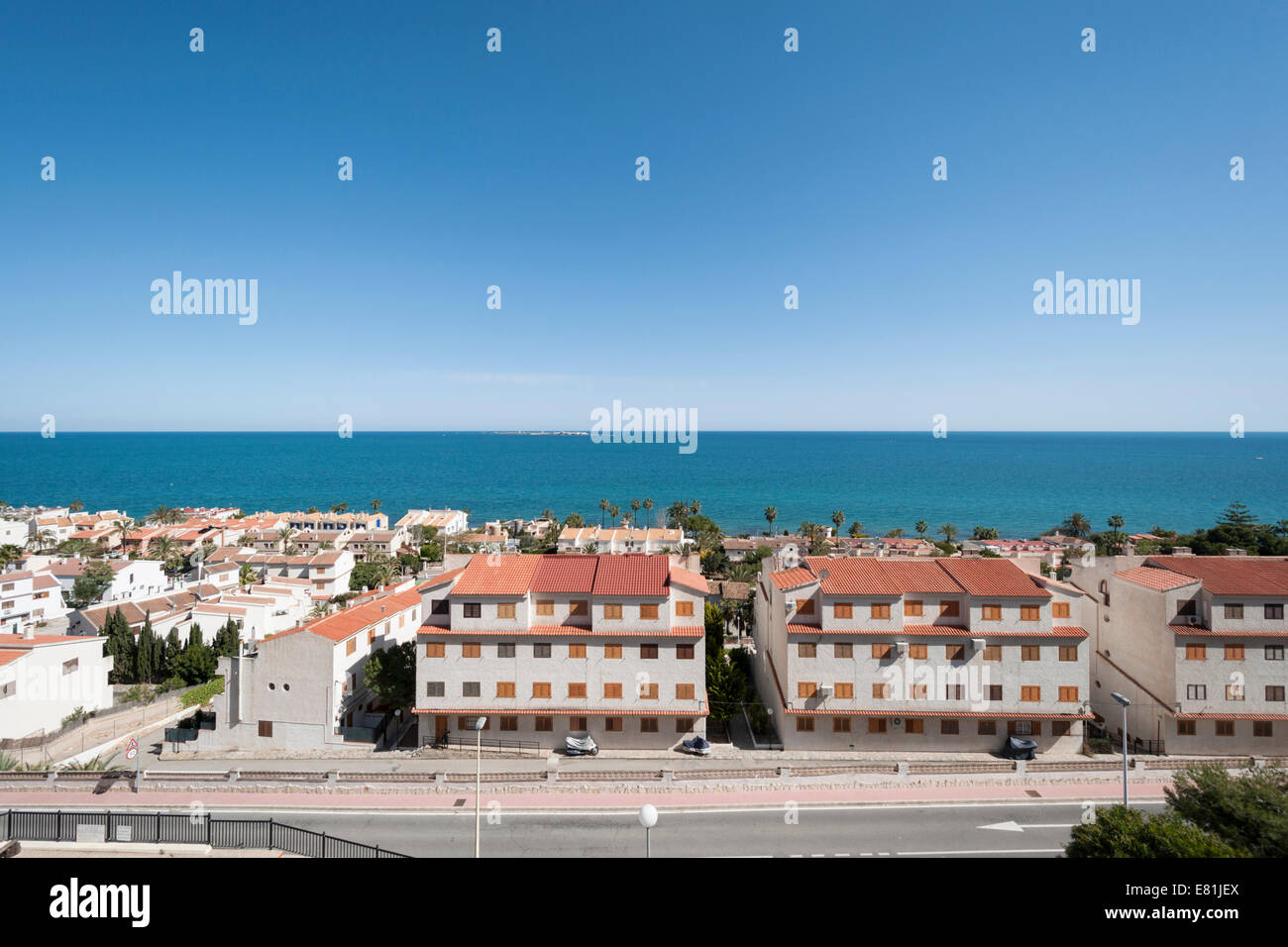 Views of Santa Pola town with Tabarca islet at the background Stock ...