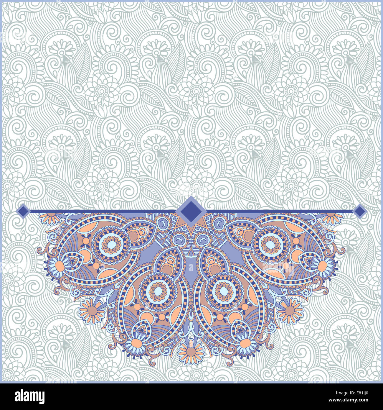 ornamental circle template with floral background Stock Photo - Alamy