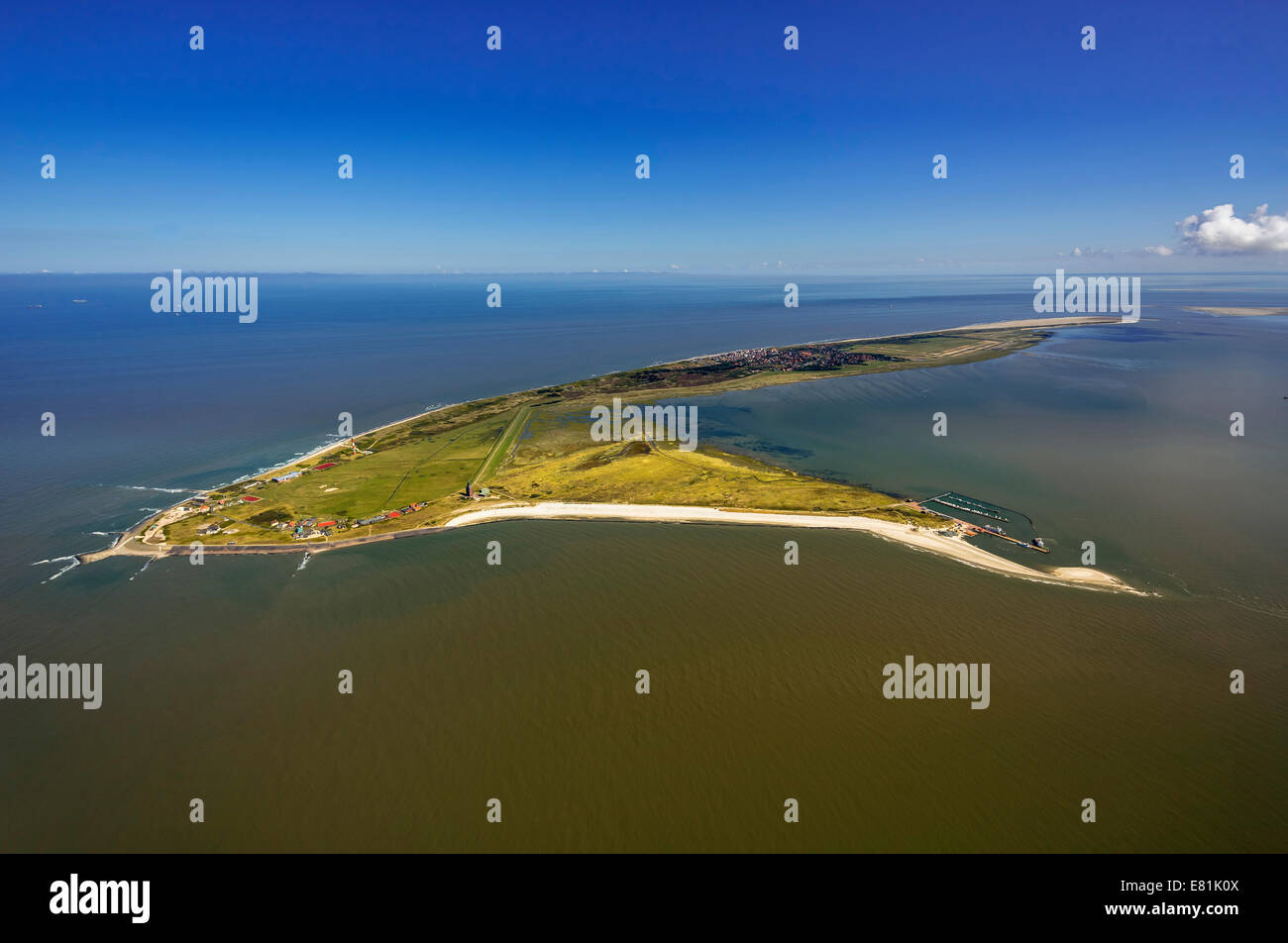 Aerial view, Wadden Sea, North Sea, Wangerooge, East Frisian Islands ...