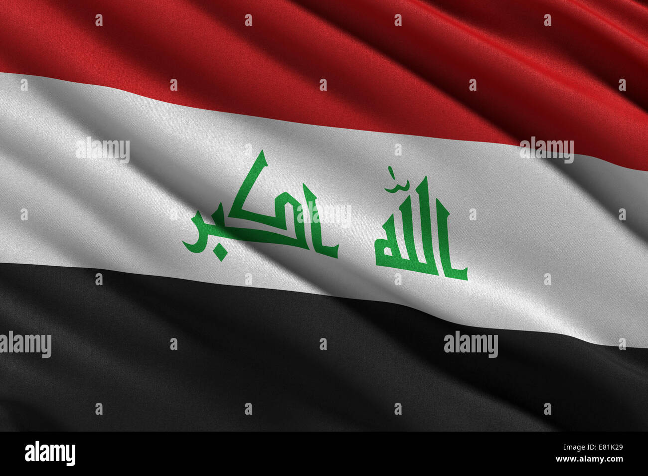 Flag of Iraq waving in the wind Stock Photo - Alamy